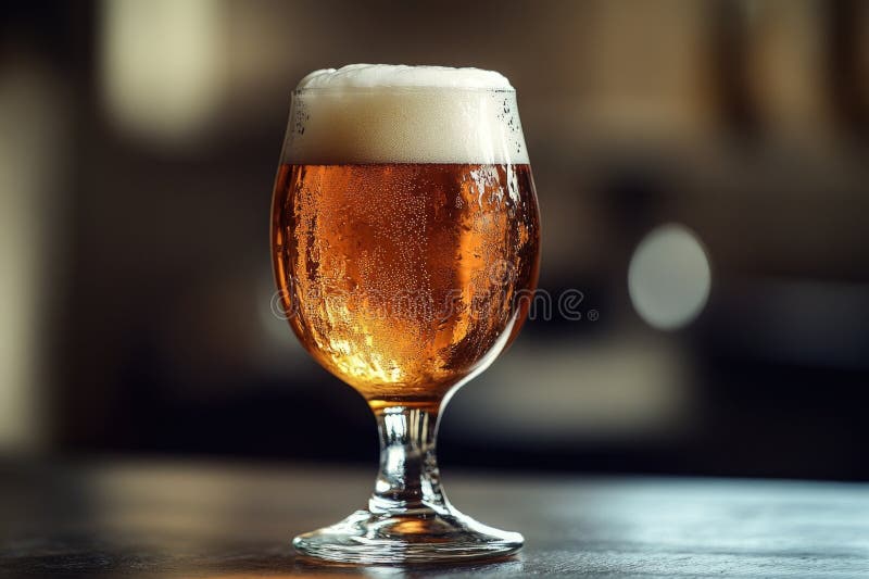 A Clear Glass Containing Beer Sits on a Table, Perfect for a Casual ...