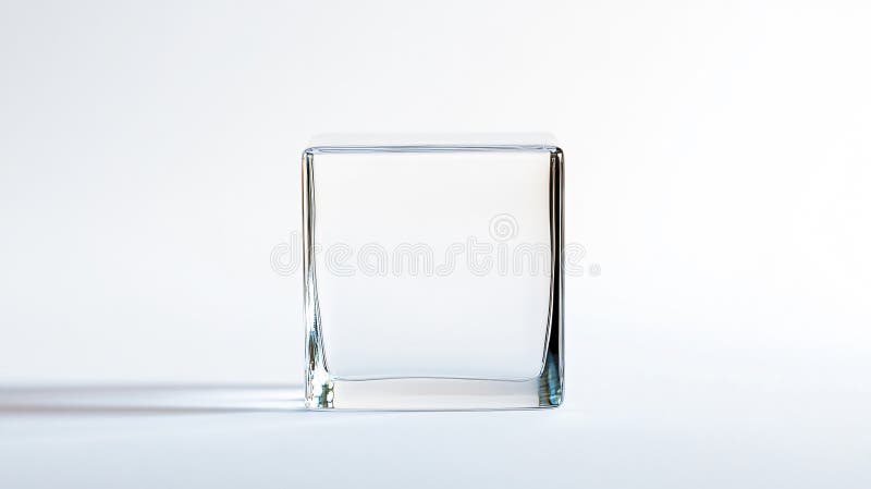 Clear Glass Cube Placed on a Plain Surface with Soft Lighting in the ...