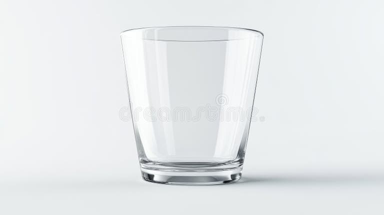 A Clear Glass Cup, See-through and Vacant, Positioned on a White ...
