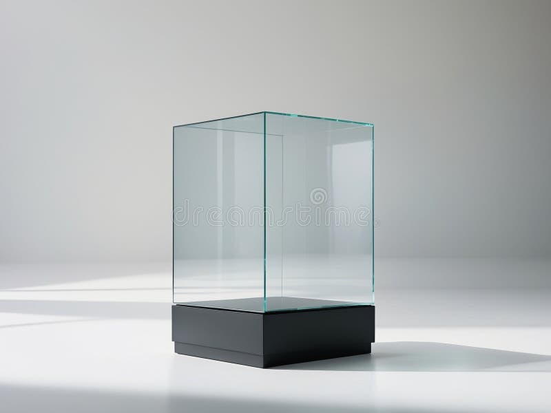 A Clear Glass Display Case with a Black Base. Stock Illustration ...