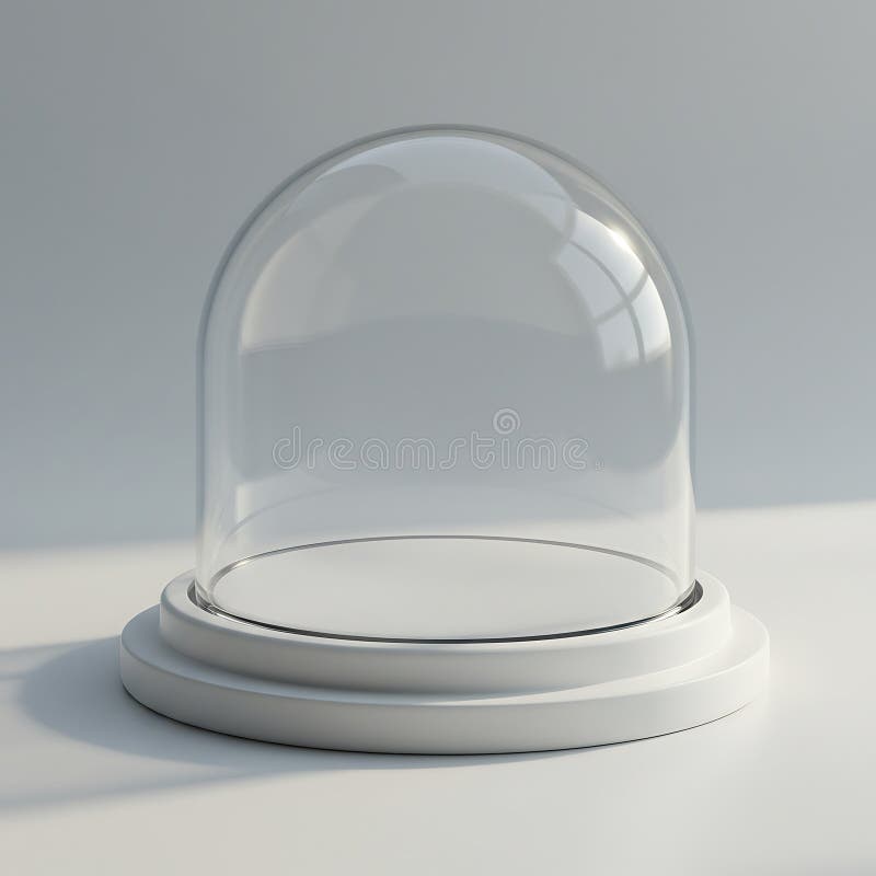 Clear Glass Dome Resting on a White, Circular Base. the Dome is Smooth ...