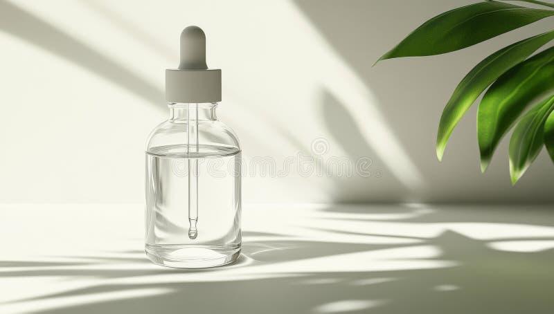 A Clear Glass Dropper Bottle Containing a Transparent Liquid. Minimal ...