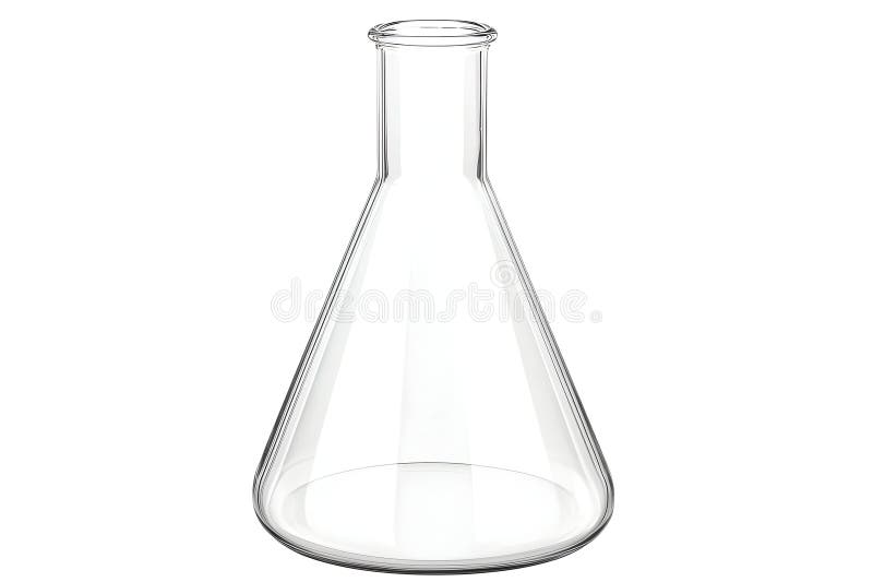 Clear Glass Erlenmeyer Flask on White Background Laboratory Equipment ...