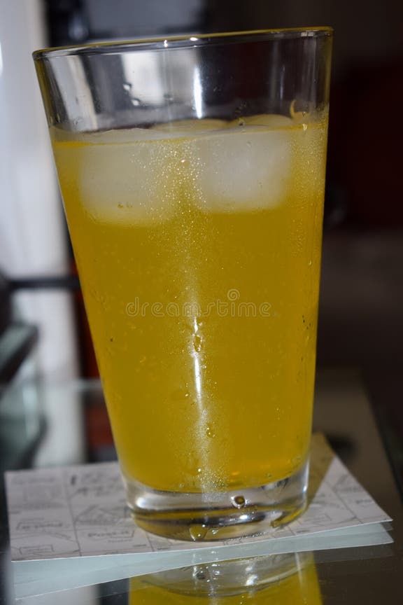Yellow Lemonade in a Jar with Ice Cubes Stock Photo - Image of wine ...