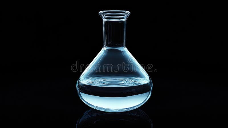 A Clear Glass Flask Filled with Water Placed on a Dark, Black Surface ...
