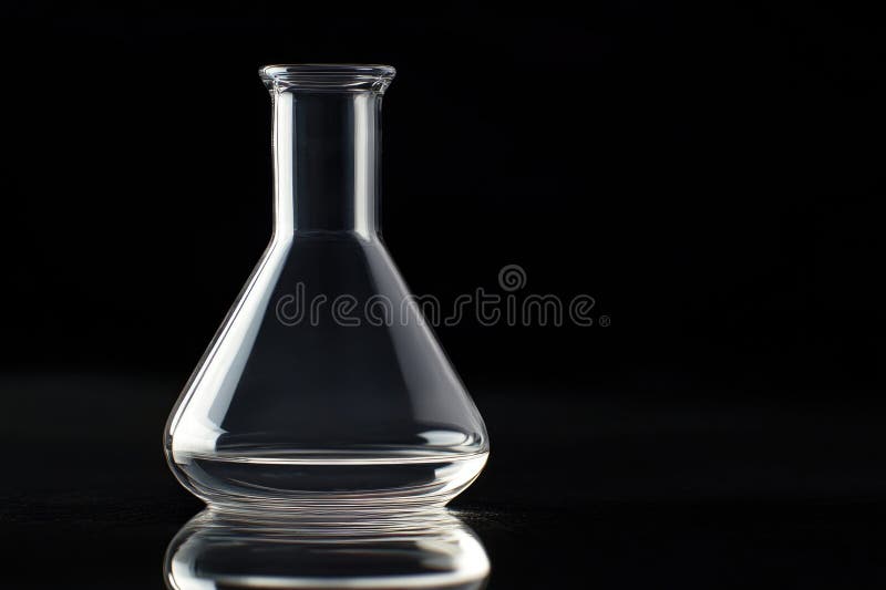 A Clear Glass Flask Sits on a Dark Black Surface Stock Photo - Image of ...