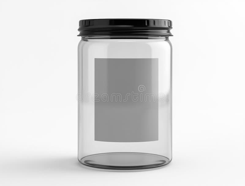 Clear Glass Jar with Black Lid and Blank Label for Versatile Storage ...