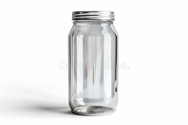 Clear Glass Jar on White Background. Neural Network AI Generated Stock ...