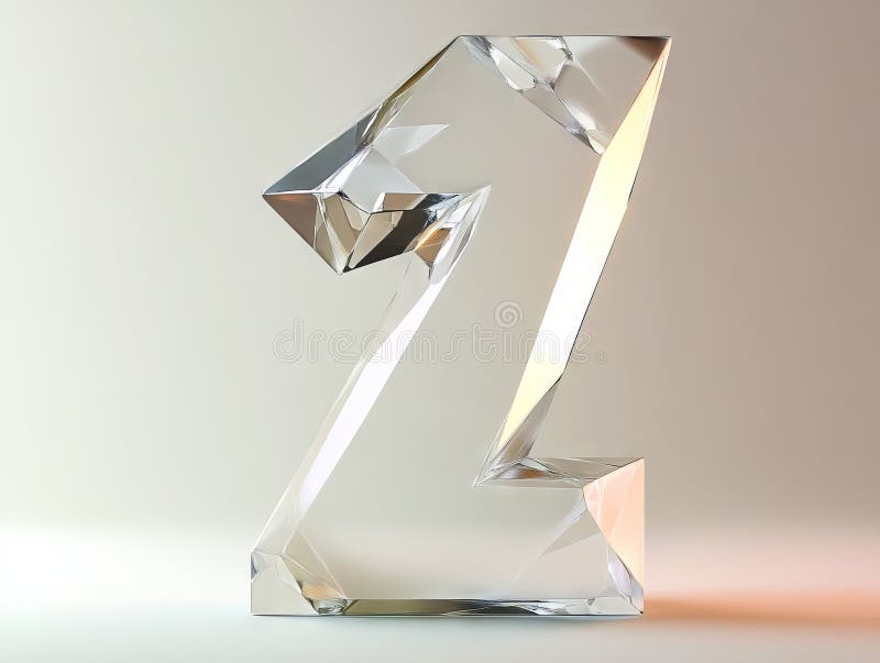 A Clear Glass Number One on a White Surface Stock Illustration ...