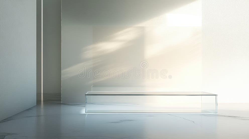 Clear Glass Panels Float within a Pristine White Space Stock Photo ...