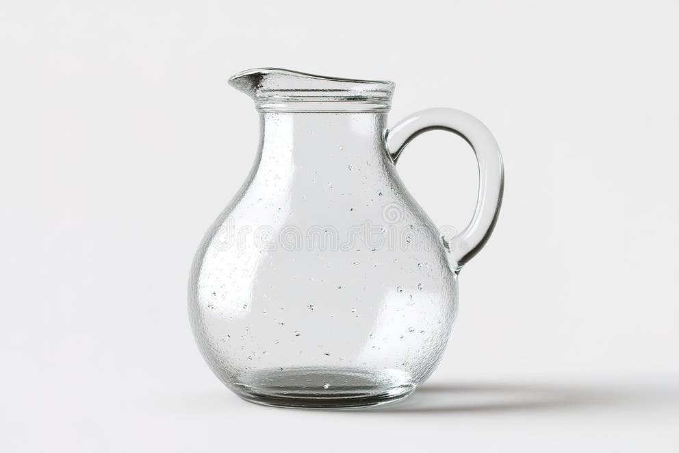 Clear Glass Pitcher on Simple Background with Delicate Bubbles ...