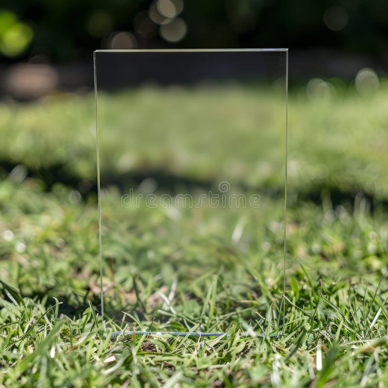 A Clear Glass Plate on the Grass Stock Photo - Image of field, plant ...