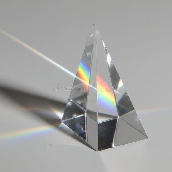 A Clear Glass Prism in a Triangular Pyramid Shape Stands on a Flat ...