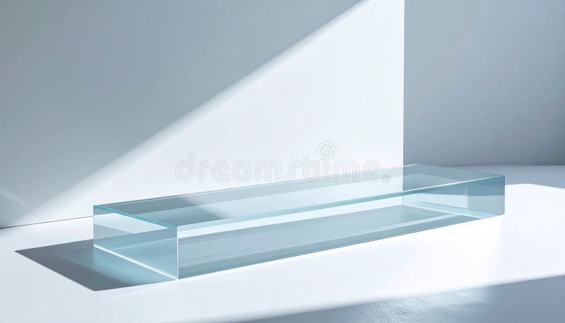 Clear Glass Rectangular Tray on White Surface Stock Illustration ...