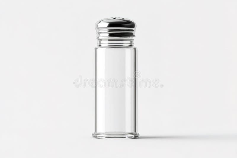 Clear Glass Salt Shaker on White Background Designed for Kitchen or ...
