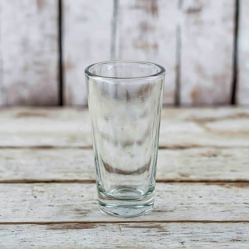 Clear Glass Shot Glass Standing on Rustic Wooden Surface Backdrop Image ...