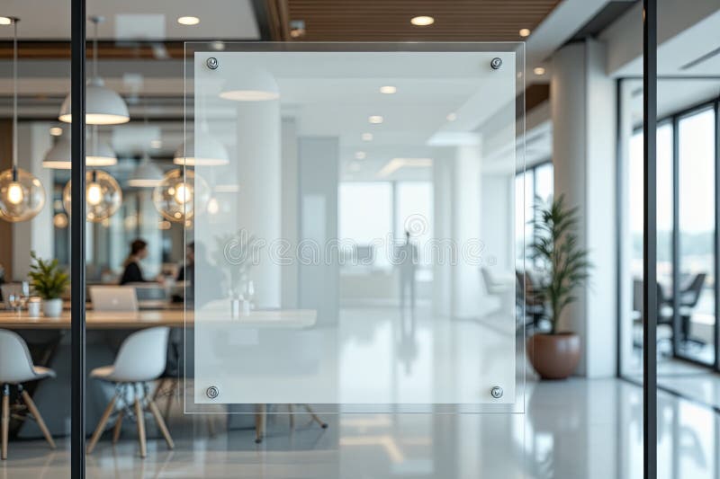 A Clear Glass Sign Displayed Inside a Modern Office Environment Stock ...