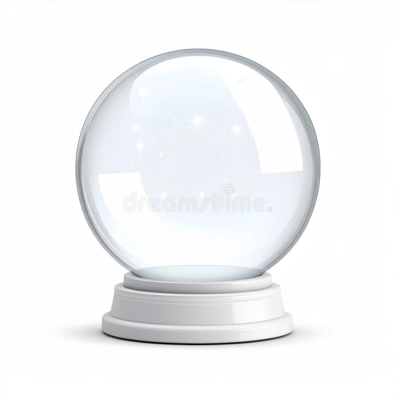 Clear Glass Snow Globe on White Base Stock Illustration - Illustration of seasonal, round: 387479018
