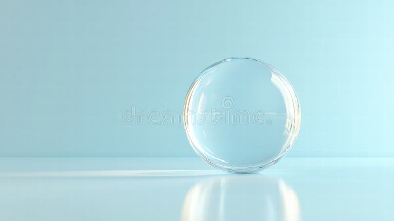 Clear Glass Sphere on a Light Blue Background Casting a Subtle ...