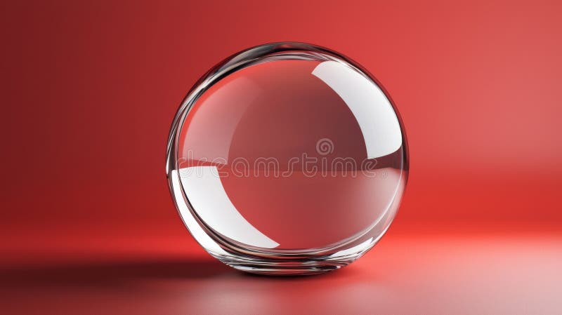 Clear Glass Sphere on a Red Background with Reflections Stock Image ...