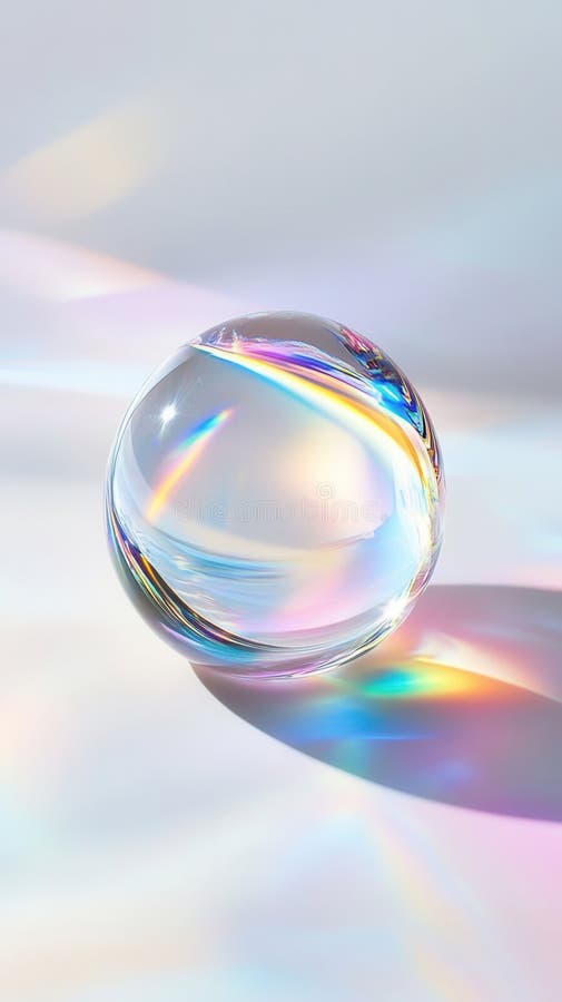 Clear Glass Sphere Reflects Light and Colors Soft a Smooth Surface. the ...