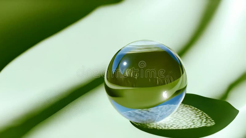 Clear Glass Sphere on Smooth Green Surface Stock Video - Video of ...