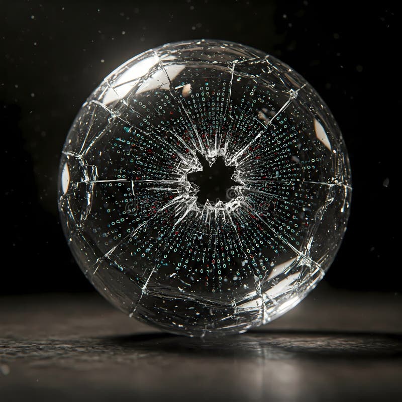 A Clear Glass Sphere with a Shattered Surface, Creating a Starburst ...