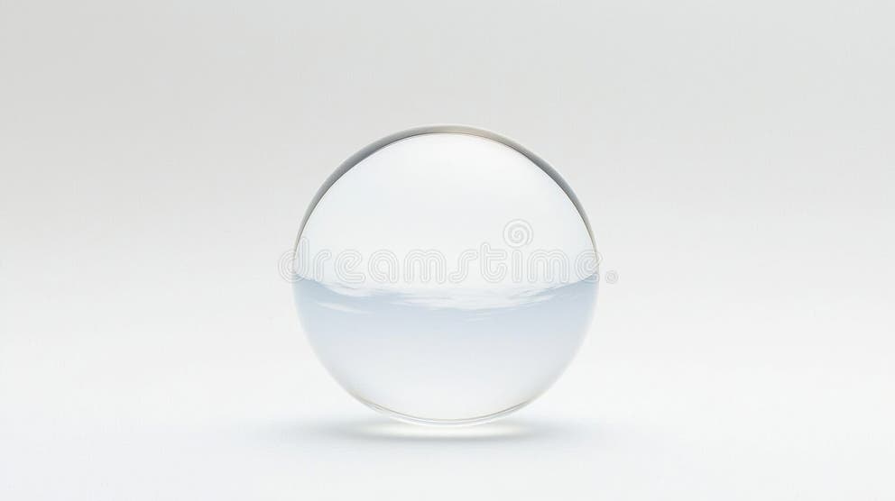 A Clear Glass Sphere with a White Interior Sits on a White Surface ...