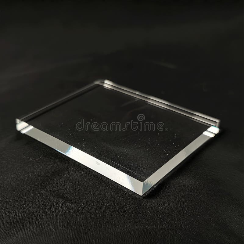 A Clear Glass Square on a Black Surface Stock Image - Image of silver ...