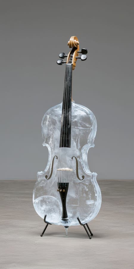 A Clear Glass Violin Stands on Display. Stock Illustration ...