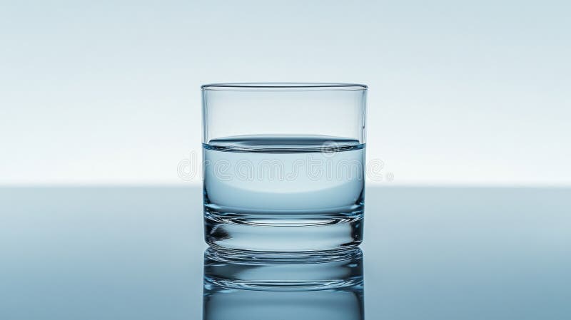 Clear Glass of Water on Reflective Surface. Stock Image - Image of ...
