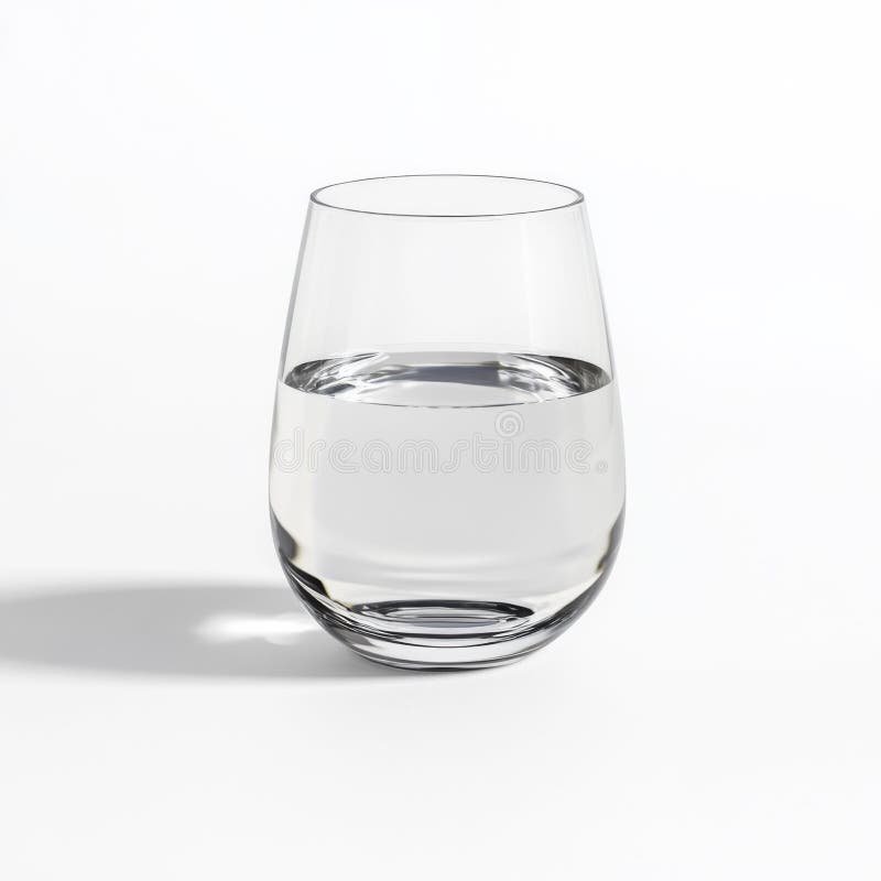 Clear Glass of Water on a White Background with Subtle Shadow and ...