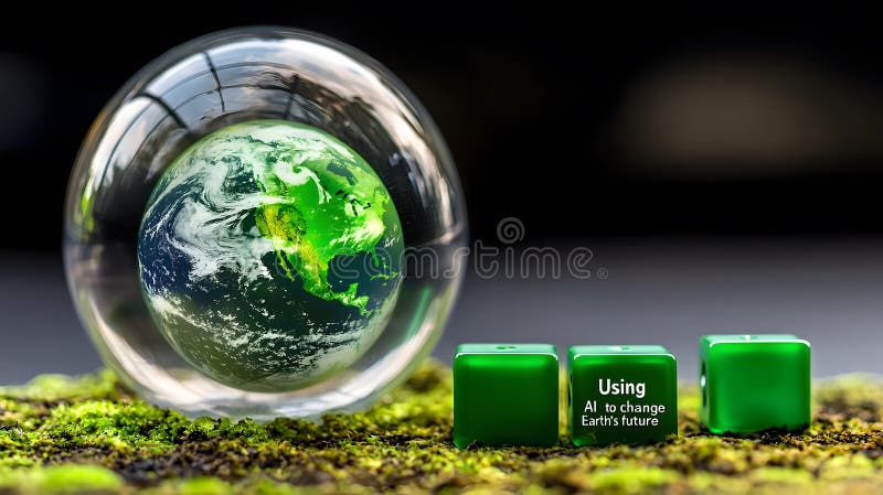 Clear Globe Showcasing Earth with AI Message Stock Illustration ...