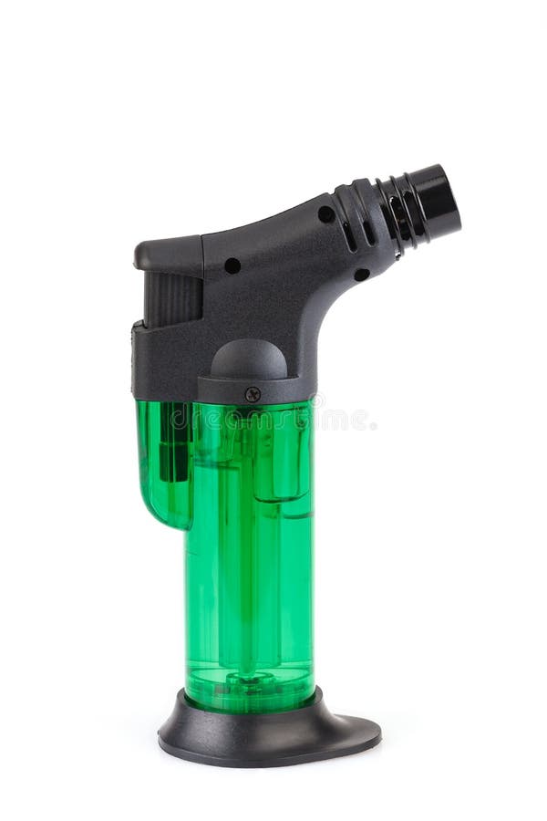 Clear Green Plastic Gas Lighter. Gas Lighter Isolated on White ...
