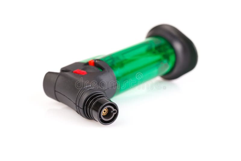Clear Green Plastic Gas Lighter. Gas Lighter Isolated on White ...