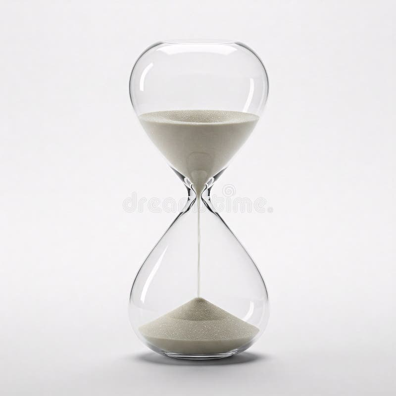 Clear Hourglass with White Sand Isolated on White Background Stock ...