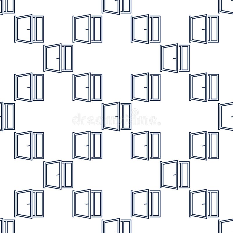 Clear House Window Vector Seamless Pattern in Outline Style Stock ...