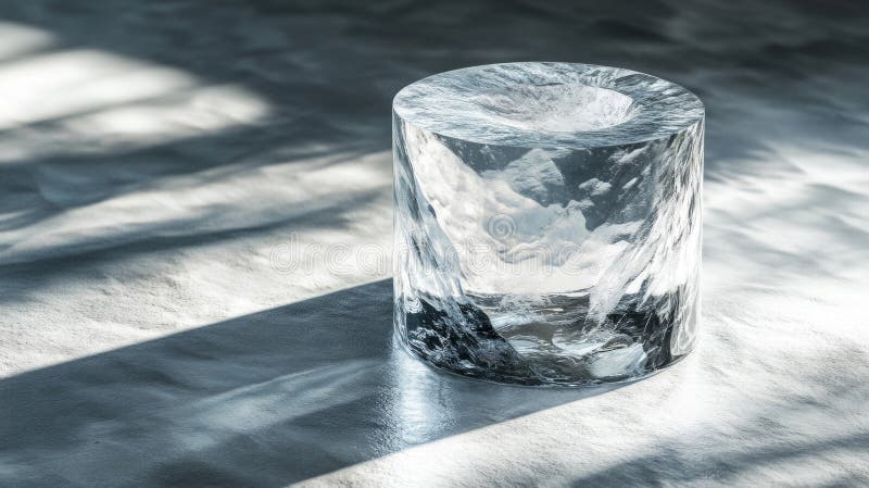 Clear Ice Cube on Gray Surface with Shadow and Light Stock Illustration ...