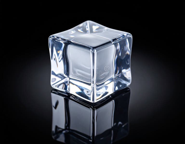 Ice Cube on Black Mirror Surface. Stock Illustration - Illustration of ...