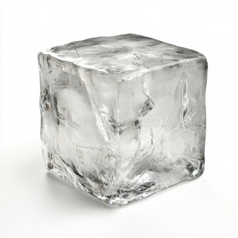 Clear Ice Cube on White Surface Showcasing Purity and Sharp Edges Stock ...