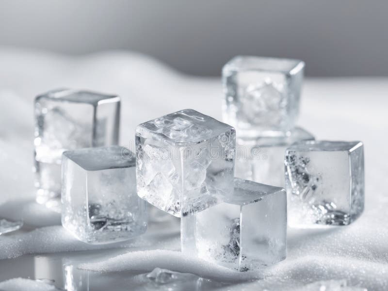 Clear Ice Cubes Arranged on a Pure White Backdrop Suitable for Chilling ...