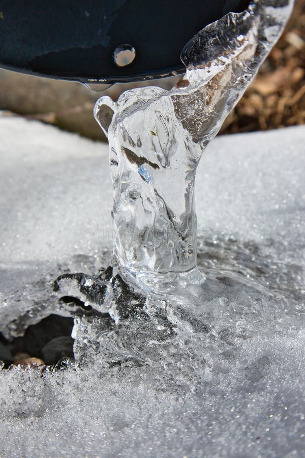 Clear Ice Pattern on Ground after Flowing Downspout Stock Image - Image ...