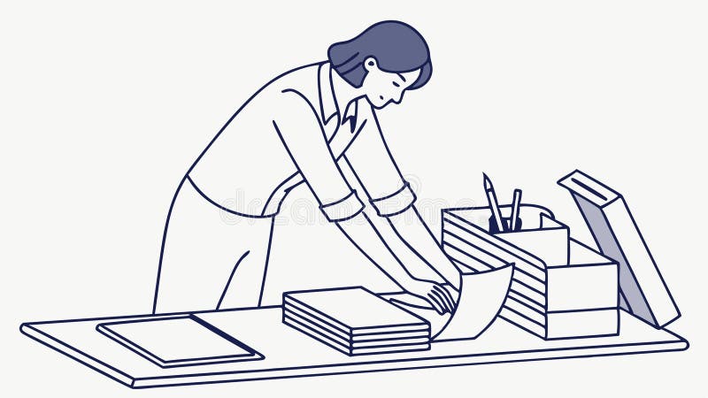 Person Organizing Documents, Office Productivity and Efficiency, Vector Design Generative AI ...