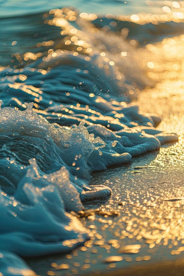 Close Up of a Breaking Wave on a Beach Stock Illustration ...