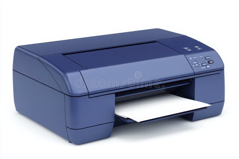 A Blue 3d Printer with Paper Partially Ejected, Symbolizing Office ...