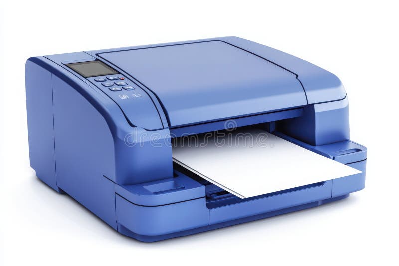 A Blue 3d Printer with Paper Partially Ejected, Symbolizing Office ...