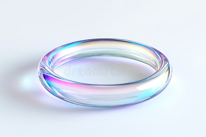 Clear Iridescent Glass Torus Object, Rainbow Colors, Minimalist Style ...