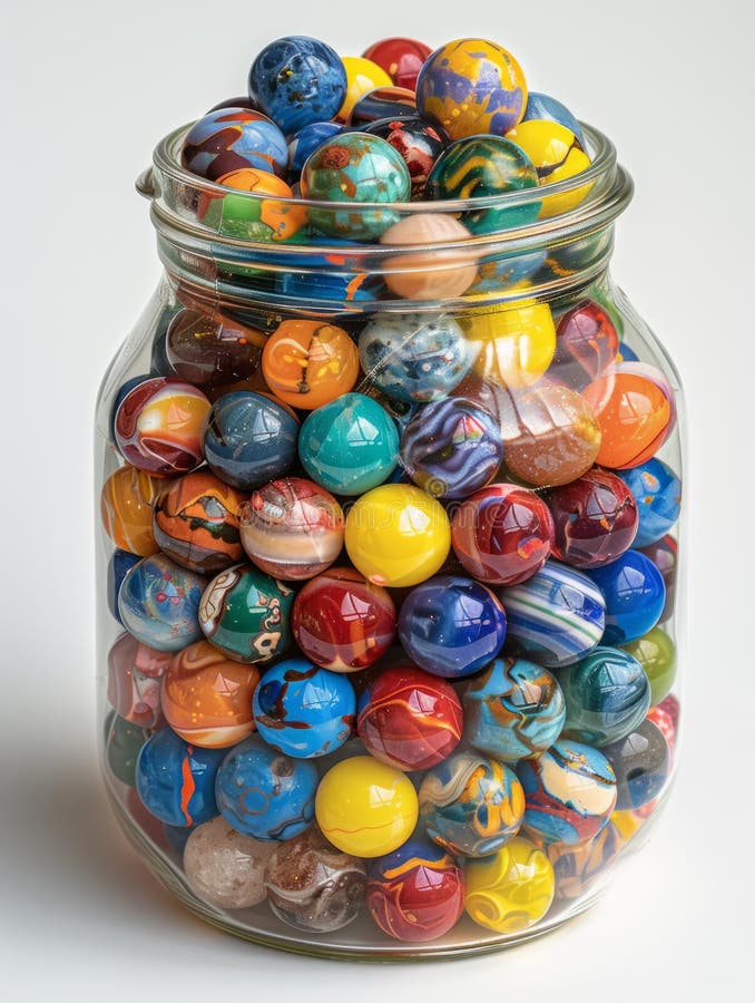 Clear Jar Filled Colorful Glass Marbles Stock Photos - Free & Royalty ...