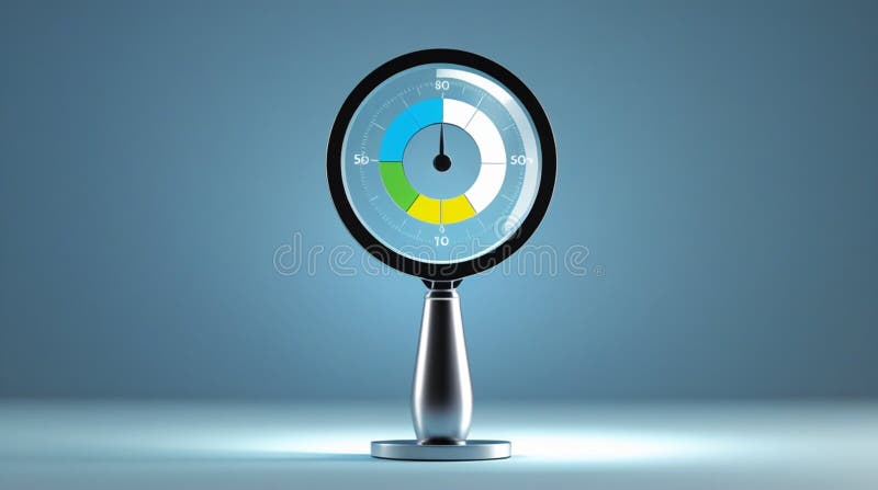 Stylized Risk Analysis Gauge Highlighted by Modern Magnifier Stock ...