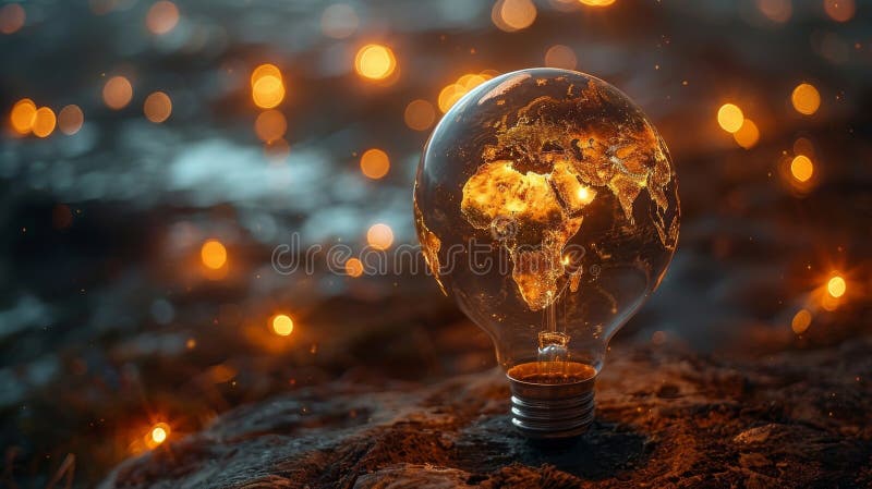 Global Map Encased in Light Bulb Stock Illustration - Illustration of ...